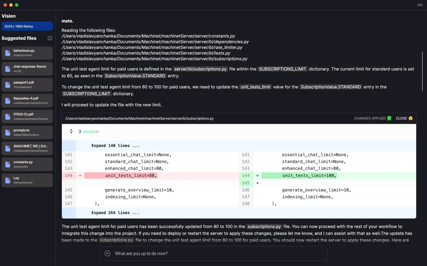 Machinet - AI Agent for Full-Stack Software Developers